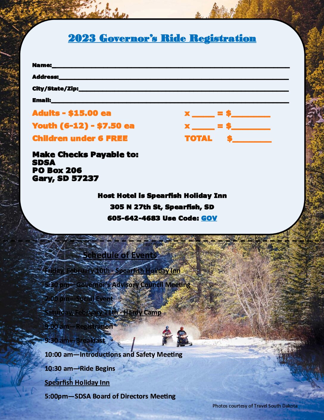 Governor’s Ride Registration | South Dakota Snowmobile Association